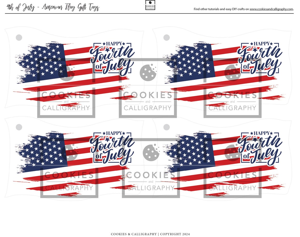 Happy 4th of July American Flag Gift Tags | Independence Day Gift Tag ...