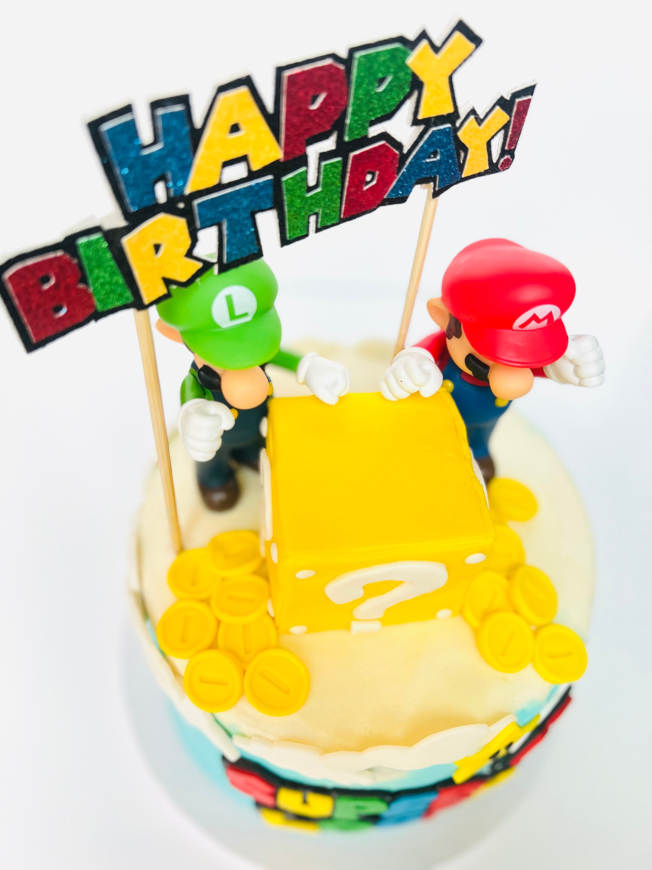 Super Mario Happy Birthday Cake Topper Doble cara - Etsy México