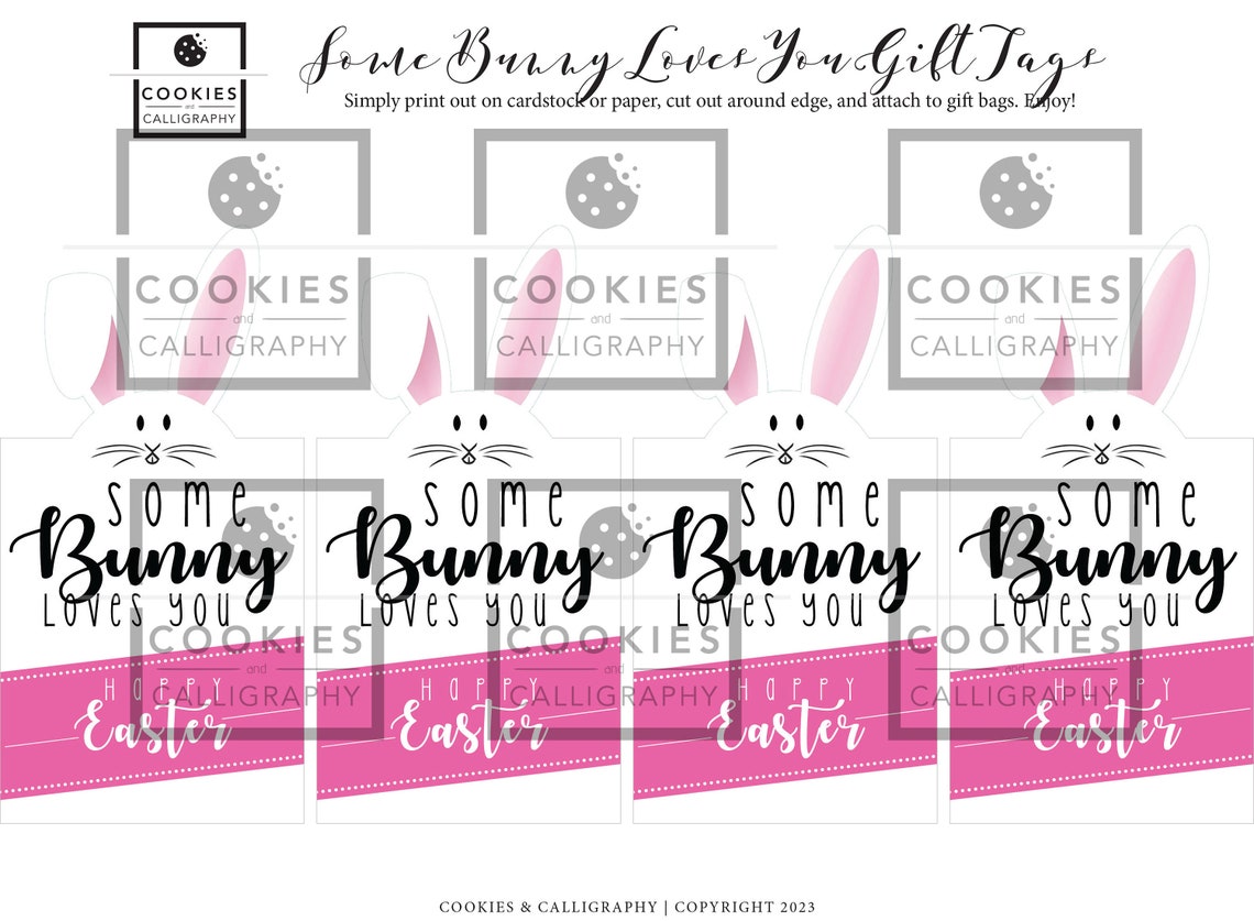 Happy Easter Bunny Shaped Gift Tags | Some Bunny Loves You | Printable ...
