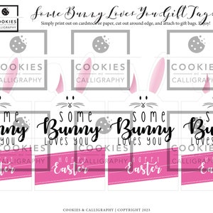 Happy Easter Bunny Shaped Gift Tags | Some Bunny Loves You | Printable ...