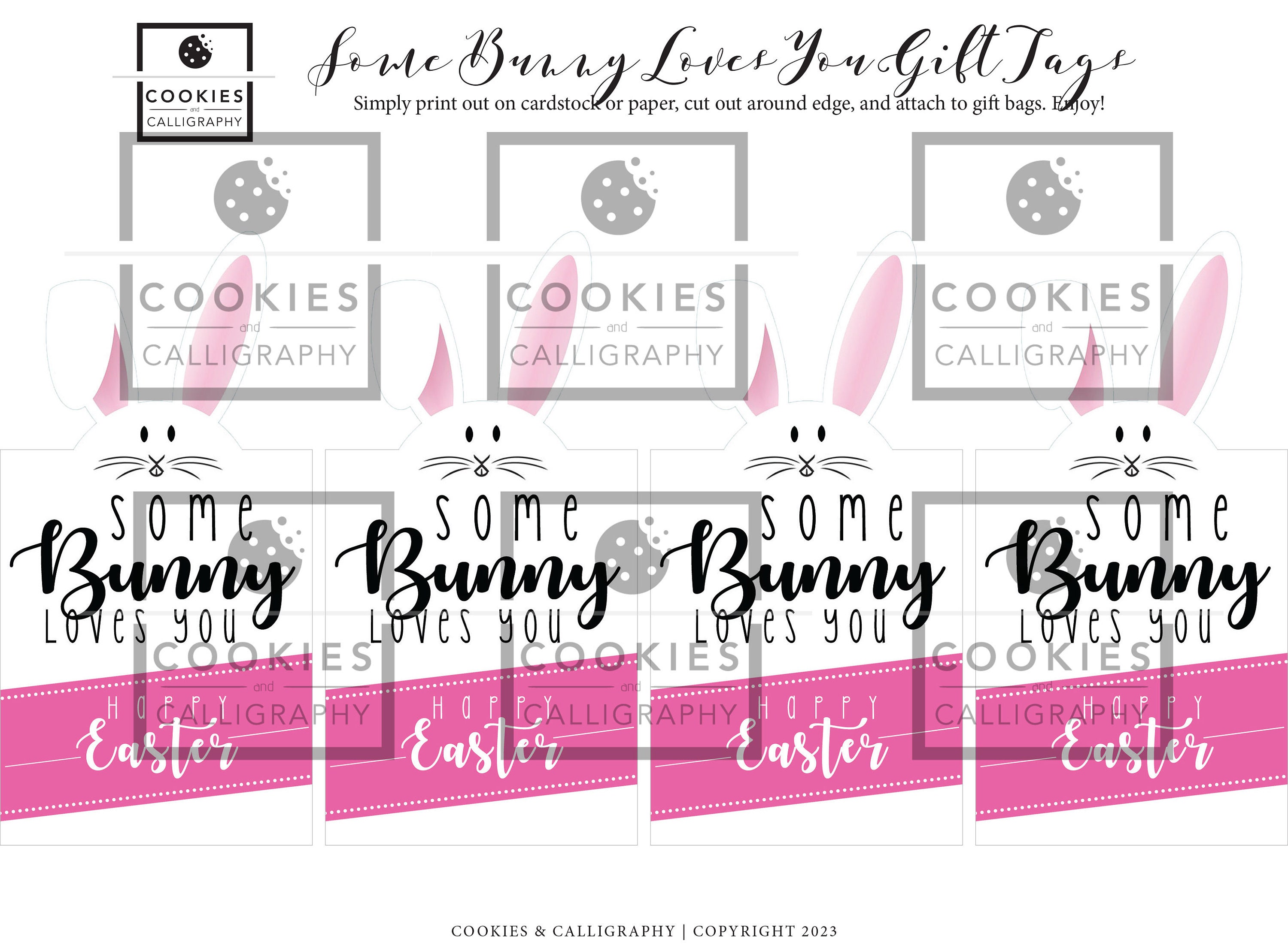 Happy Easter Bunny Shaped Gift Tags | Some Bunny Loves You | Printable ...