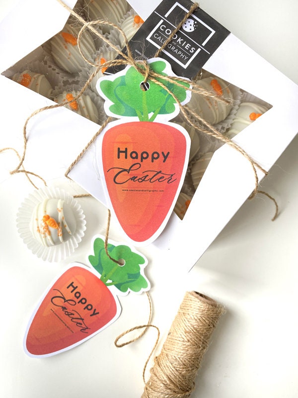 Happy Easter Carrot Shaped Gift Tags | Printable PDF Download - Etsy