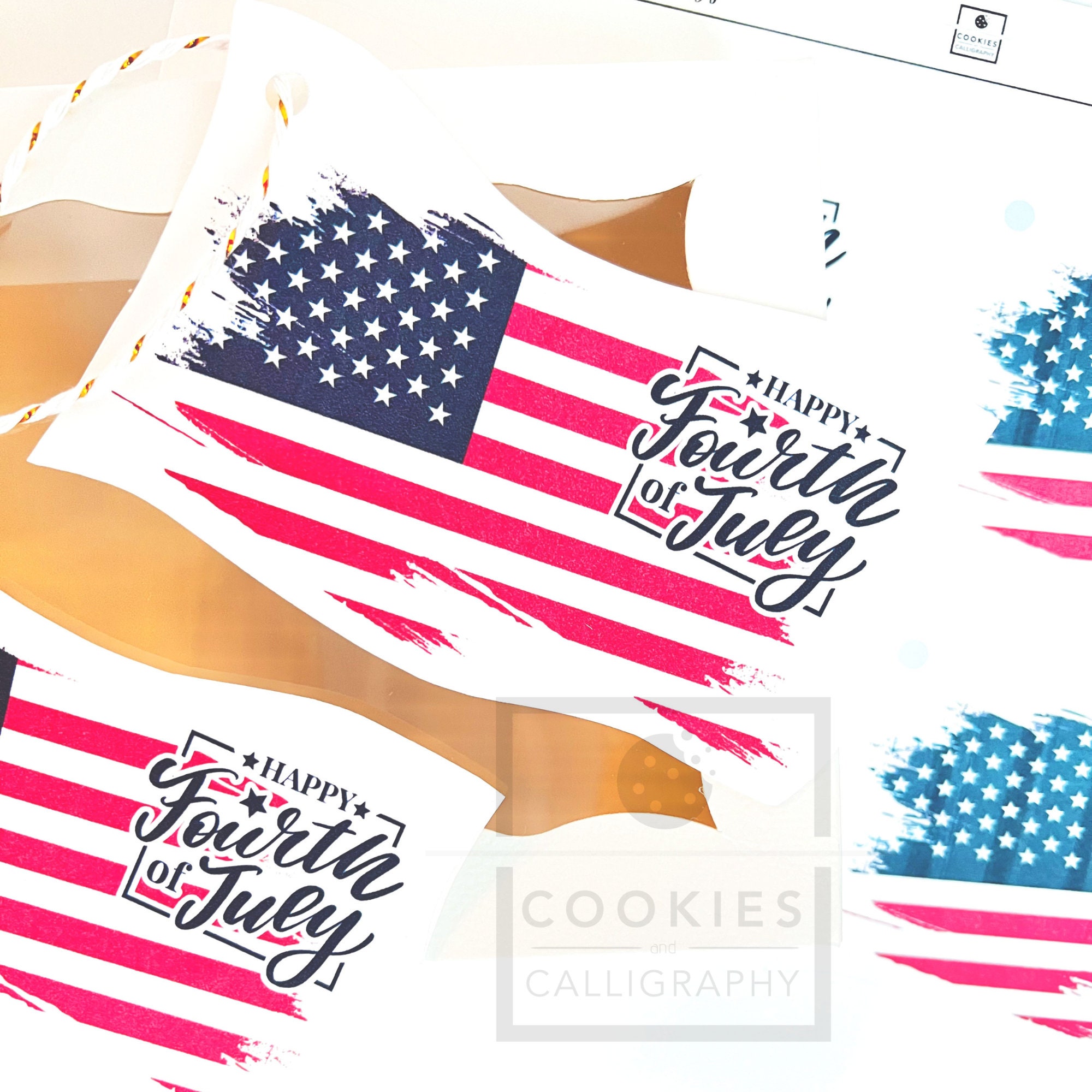 Happy 4th of July American Flag Gift Tags | Independence Day Gift Tag ...
