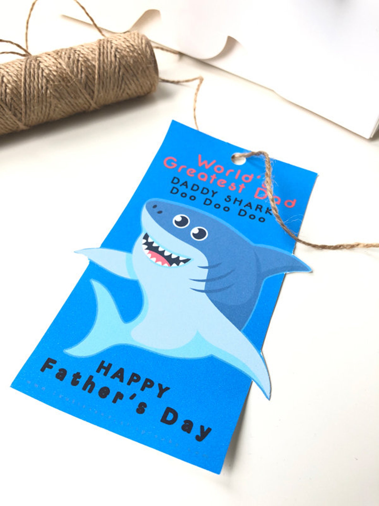 Happy Fathers Day Daddy Shark Gift Tags Printable PDF Download - Etsy