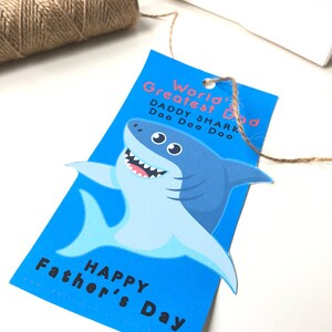 Happy Fathers Day Daddy Shark Gift Tags | Printable PDF Download - Etsy