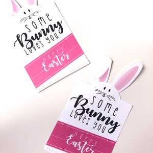 Happy Easter Bunny Shaped Gift Tags | Some Bunny Loves You | Printable ...