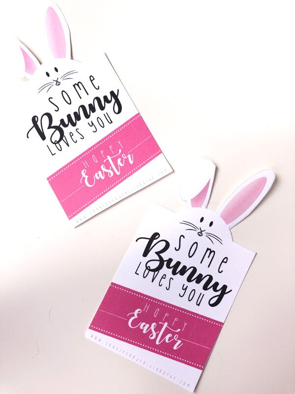 Happy Easter Bunny Shaped Gift Tags | Some Bunny Loves You | Printable ...