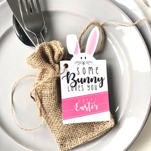 Happy Easter Bunny Shaped Gift Tags | Some Bunny Loves You | Printable ...
