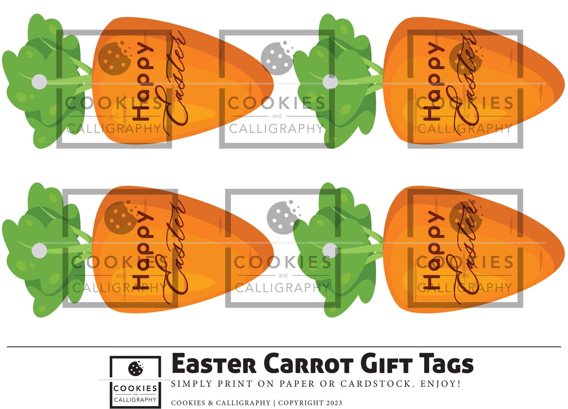 Happy Easter Carrot Shaped Gift Tags Printable PDF Download - Etsy