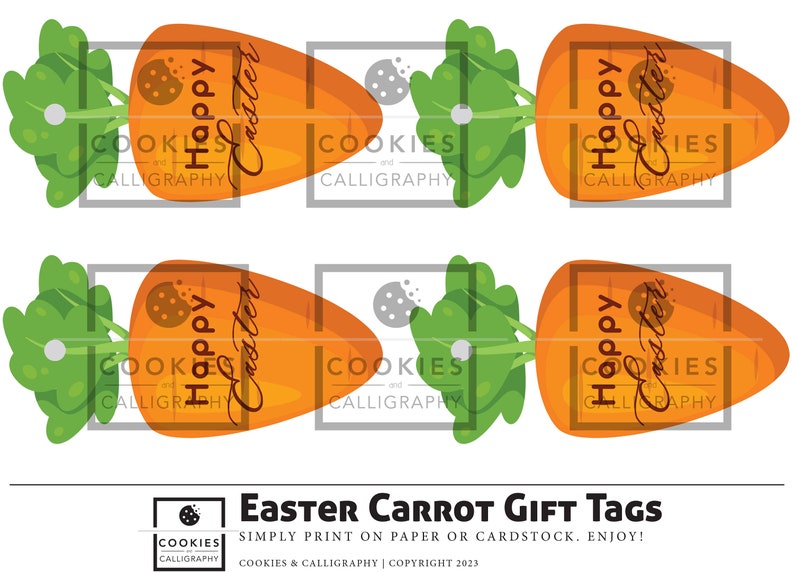Happy Easter Carrot Shaped Gift Tags | Printable PDF Download - Etsy