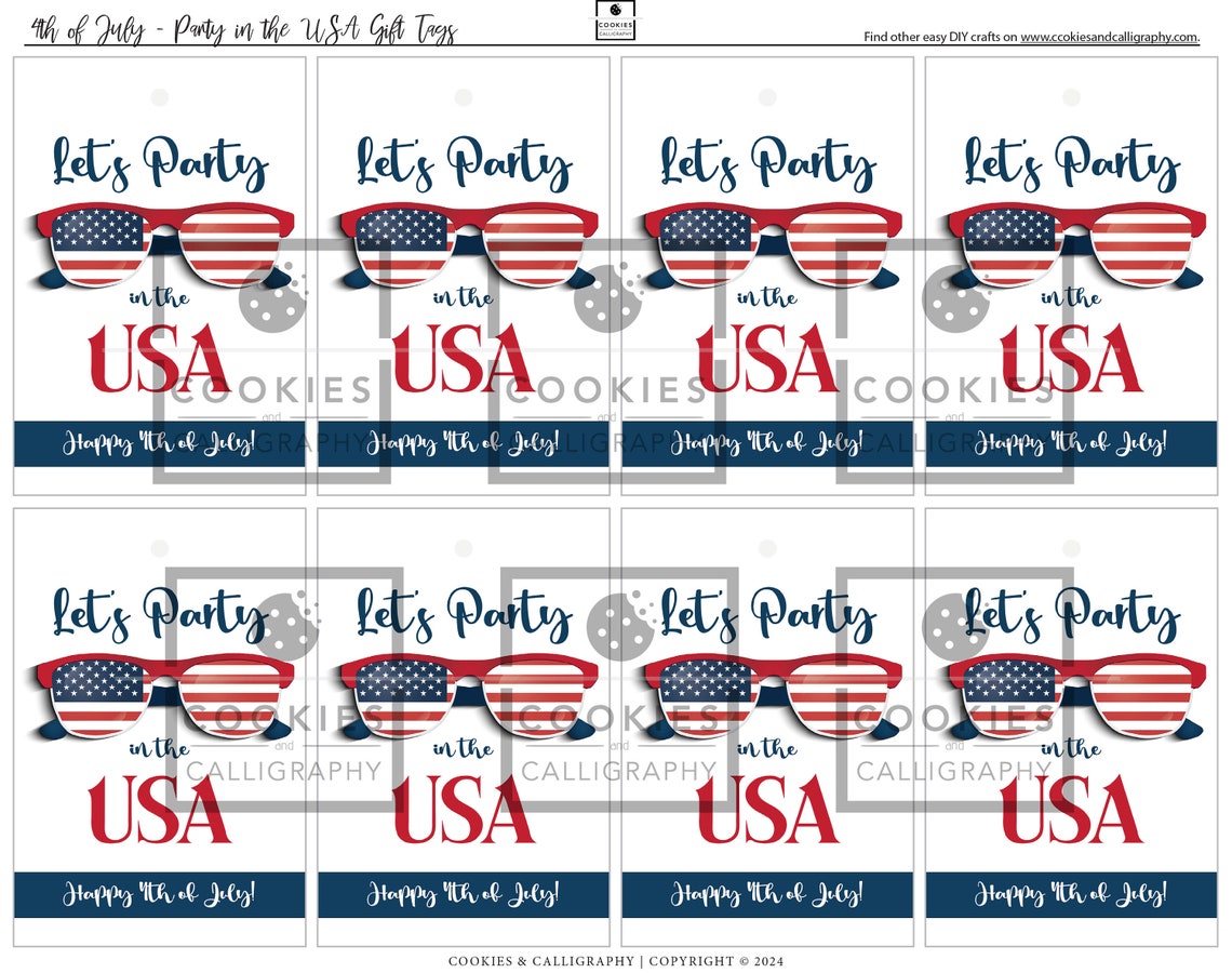 Happy 4th of July Party in the USA Gift Tags | Independence Day Gift ...