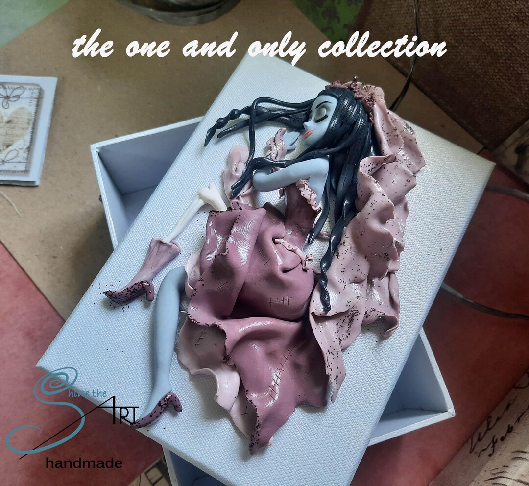The Sleeping CORPSE BRIDE Handmade in Polymer Clay on a Cardboard Box ...