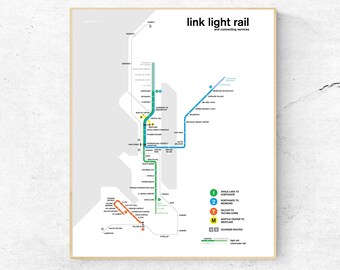 Seattle Light Rail Map - Etsy