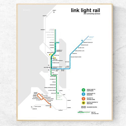 Seattle Rapid Transit Map Poster Print Original Art - Etsy