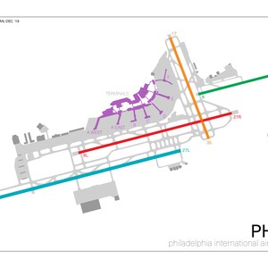 PHL - Philadelphia International Airport Map Print - Poster With ...