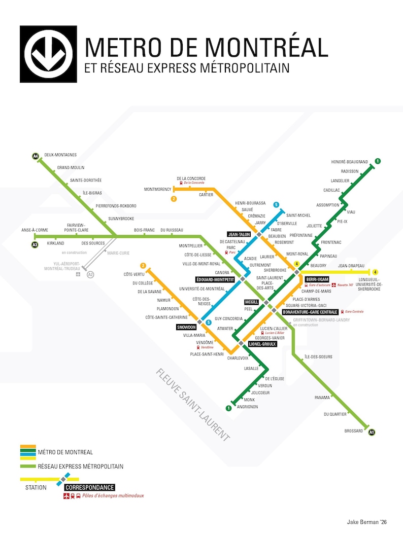 Montreal Metro Map Poster - Etsy