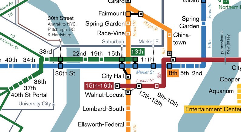 Philadelphia Rapid Transit Map (1970s Style) - Includes SEPTA, Philly ...