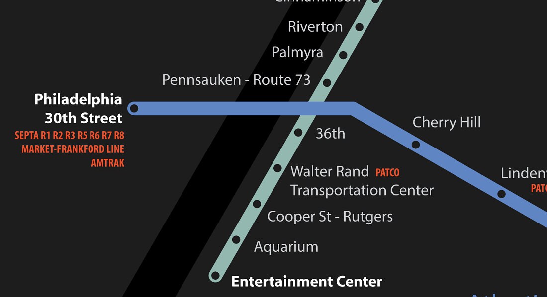 Map of New Jersey Passenger Rail Lines - Etsy