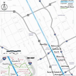 Original Detroit Light Rail Map Poster Print - Etsy