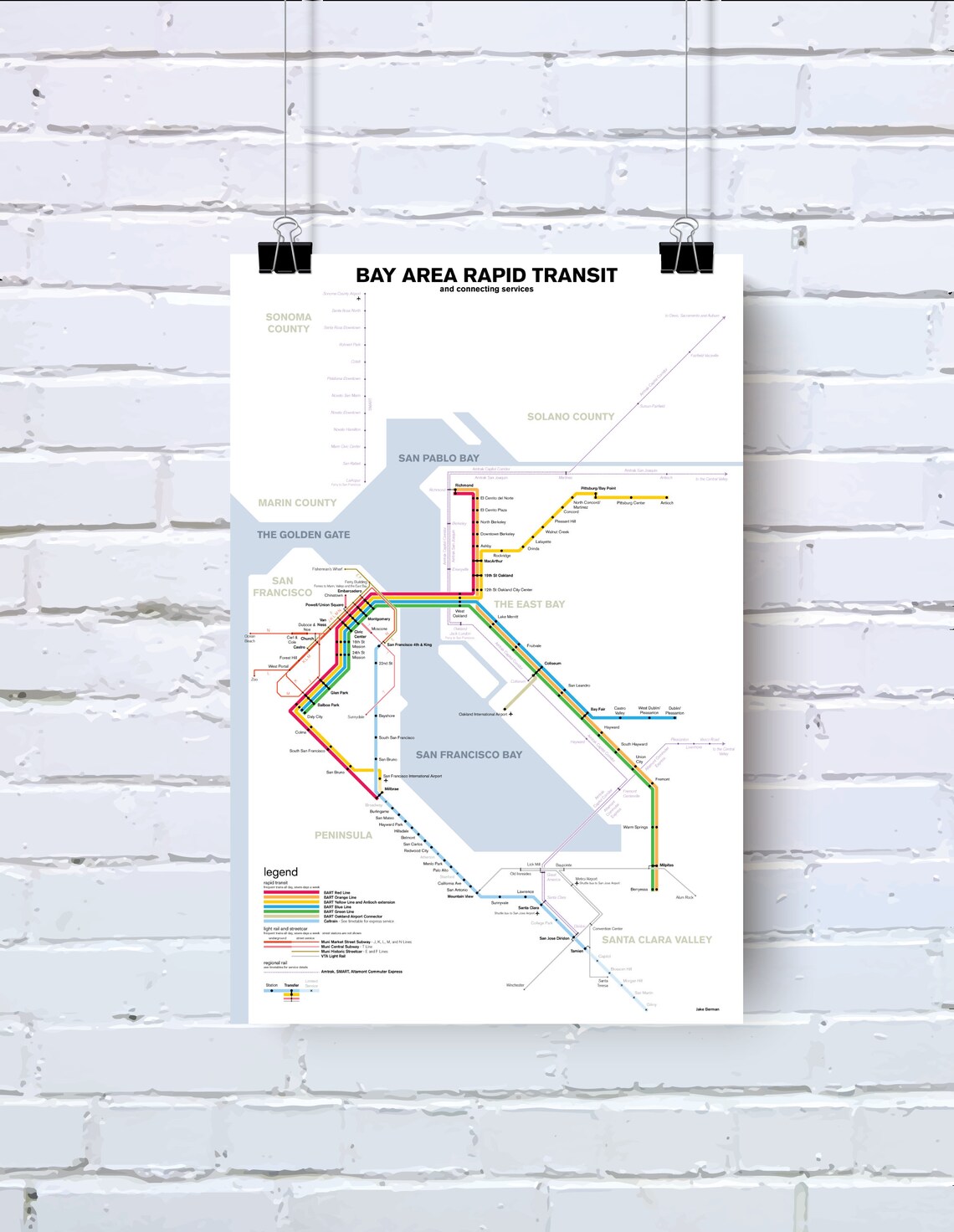 Bay Area Rapid Transit Map Print, 2020 - Etsy
