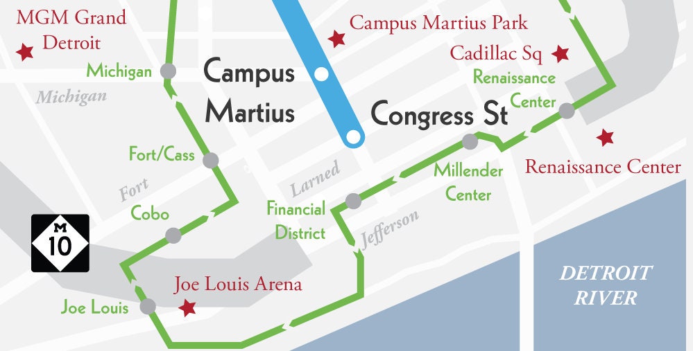 Original Detroit Light Rail Map Poster Print - Etsy