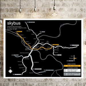Map of Pittsburgh's Proposed Skybus Rapid Transit Plan, 1967 - Original ...