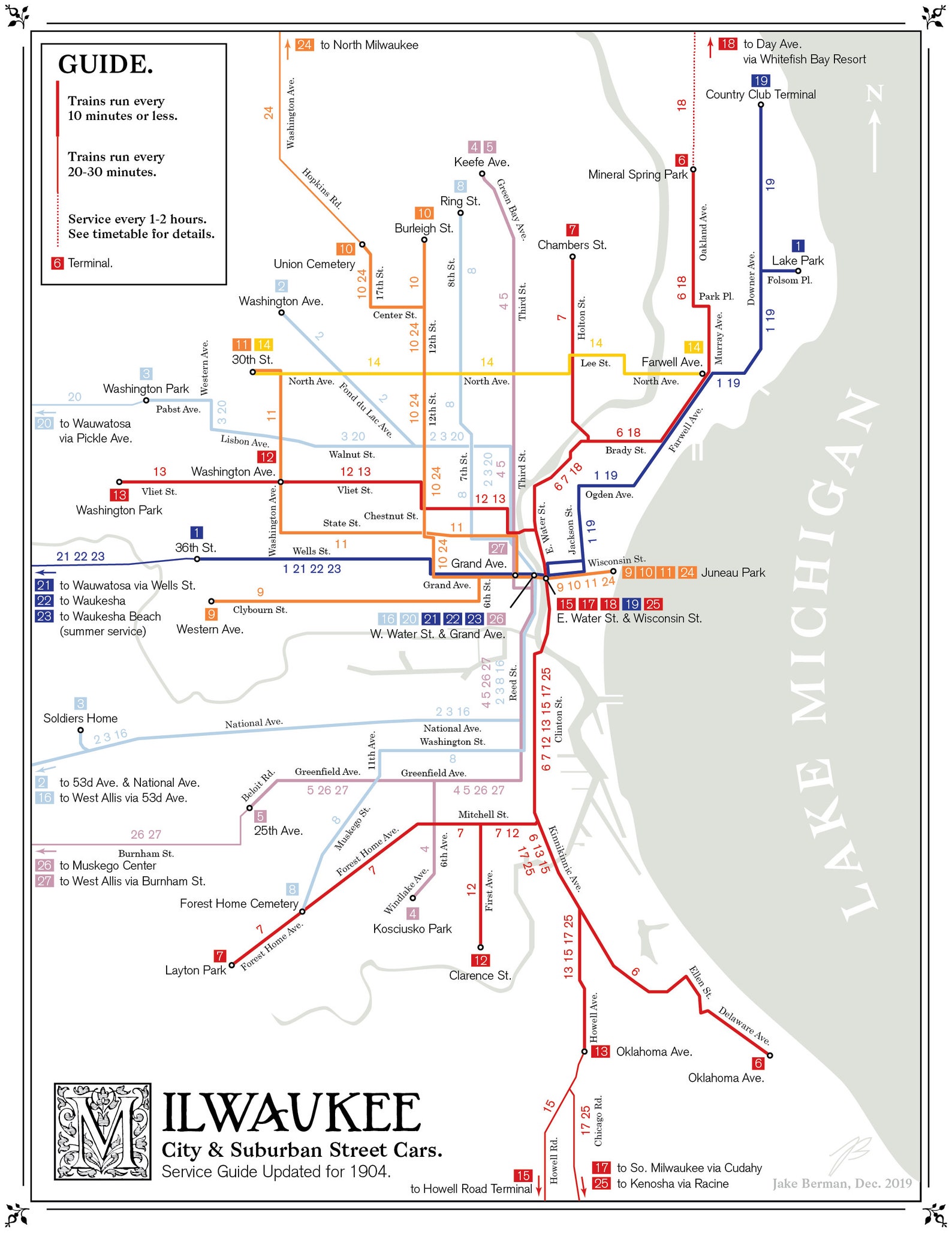 Milwaukee Streetcar System Map Print, 1904, Original Art Poster - Etsy
