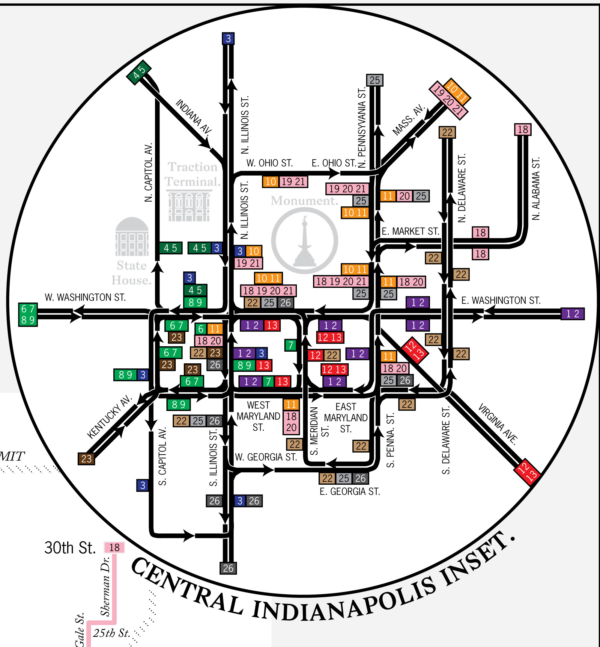 Indianapolis Streetcar and Light Rail Map, 1916, Original Art Poster ...