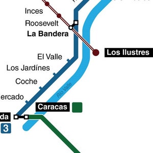 Metro Map of Caracas, Venezuela - Original Art Poster Print - Home ...