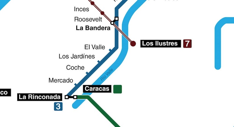 Metro Map of Caracas Venezuela Original Art Poster Print - Etsy