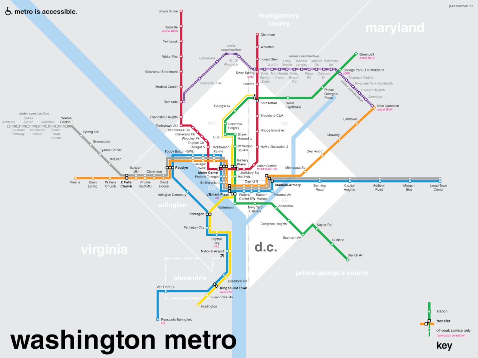 Washington Metro Map Print Original Art | Etsy