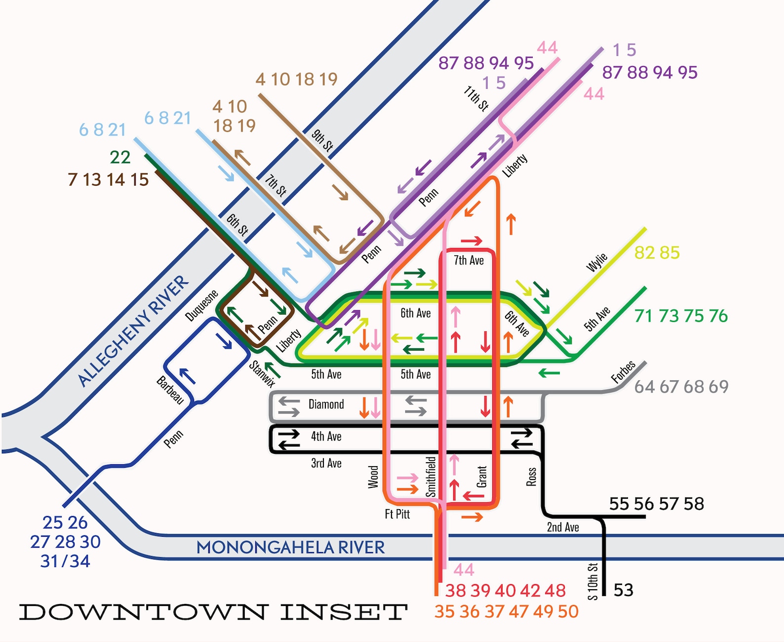 Pittsburgh Railways Streetcar/trolley System Map 1954 Original Poster ...