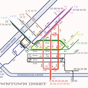 Pittsburgh Railways Streetcar/trolley System Map 1954 - Original Poster ...