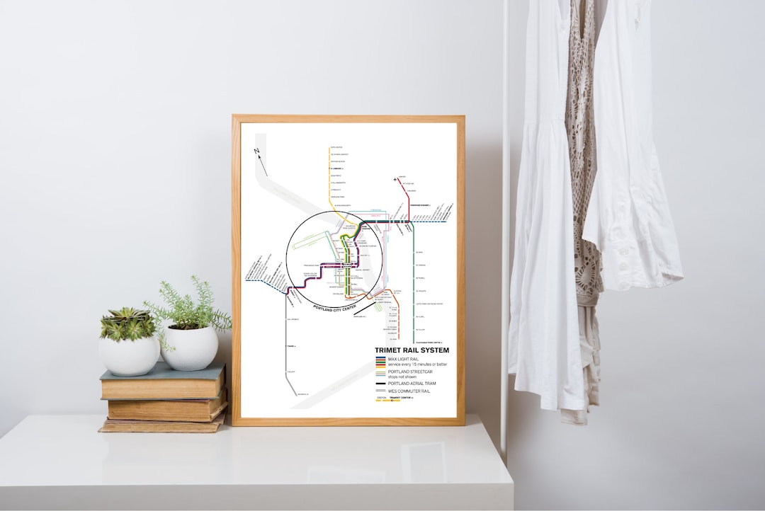 Portland MAX Light Rail and Streetcar System Map - Original Art Poster ...