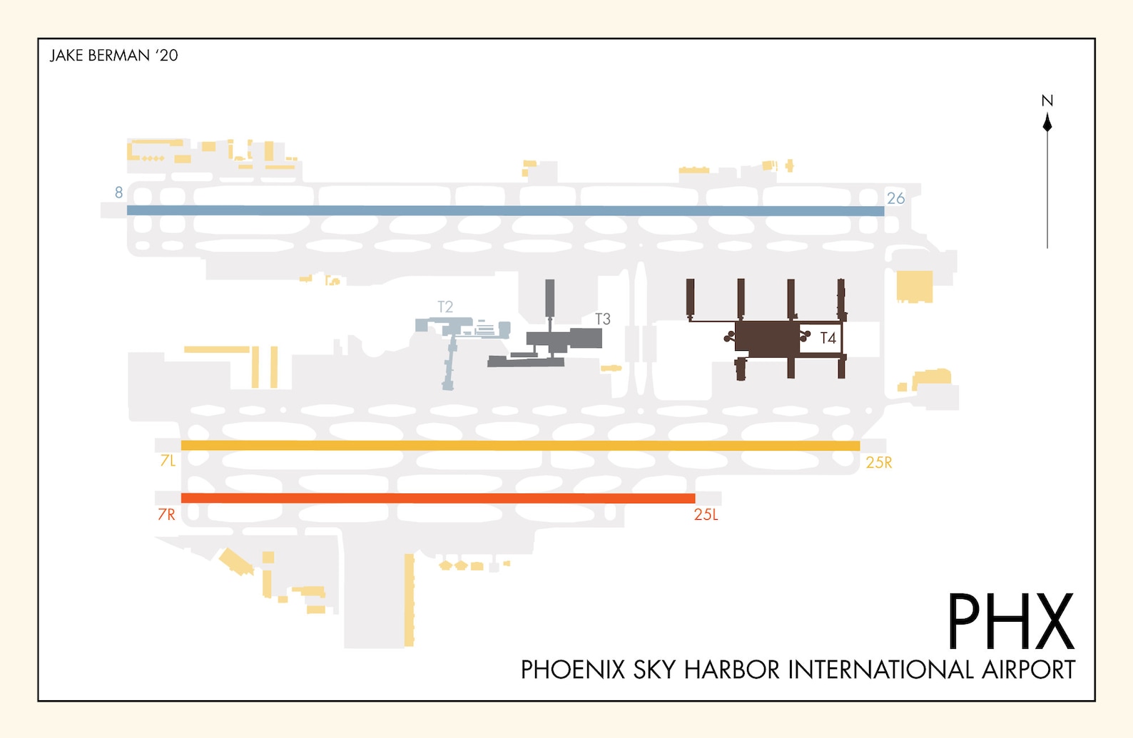 Phoenix Sky Harbor International Airport Diagram - Original Art Poster ...