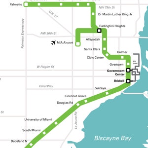 Miami Metrorail and Metromover System Map - Retro Poster - Original Art ...