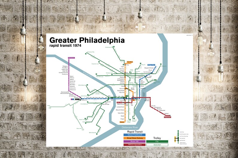 Philadelphia SEPTA Rapid Transit System Map Print 1974 | Etsy