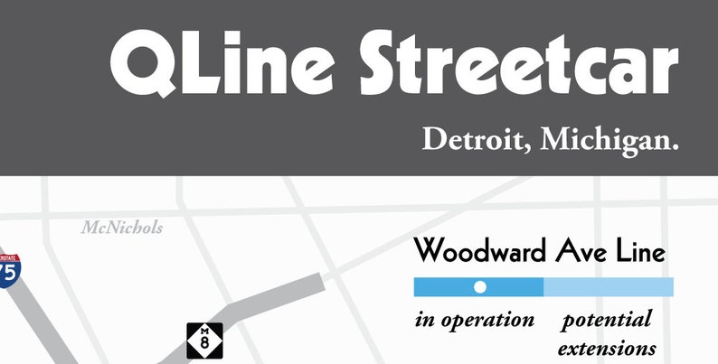 Original Detroit Light Rail Map Poster Print - Etsy
