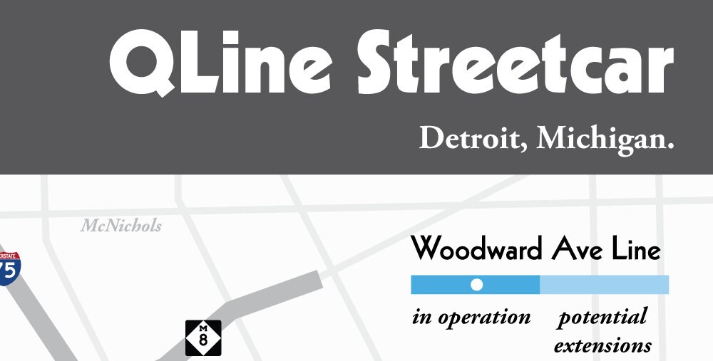Original Detroit Light Rail Map Poster Print - Etsy