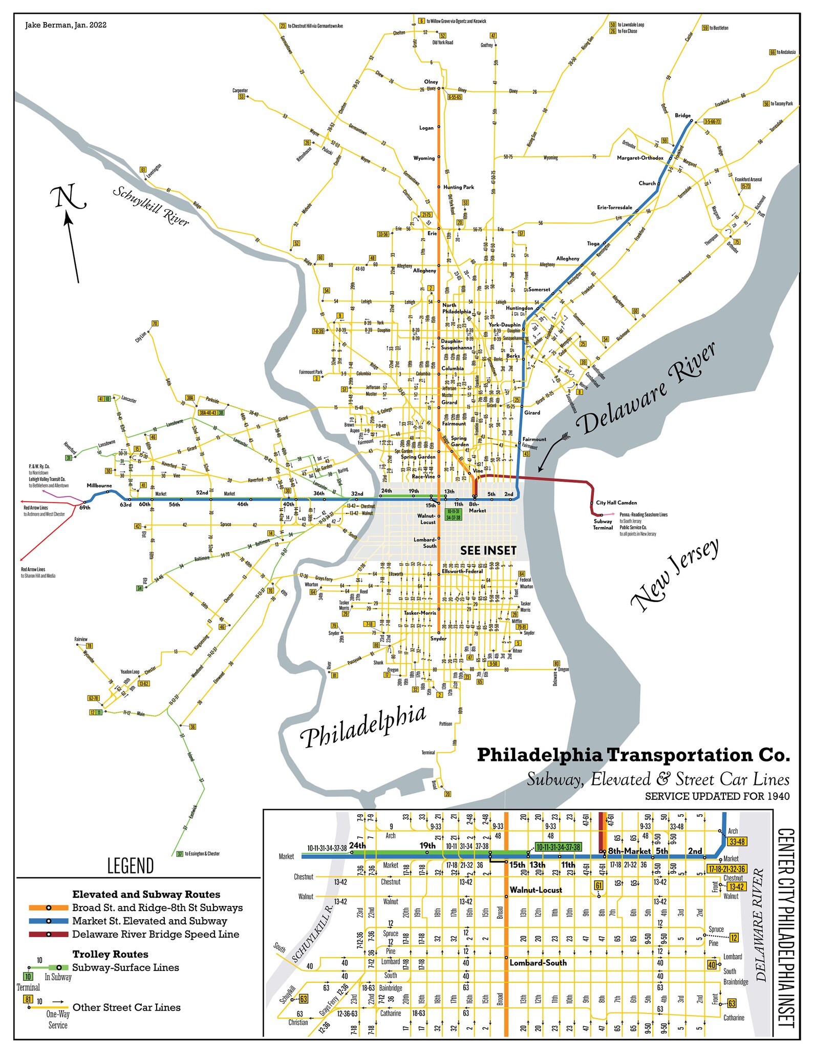Philadelphia Transportation Co. Trolley, Subway, and Elevated System ...