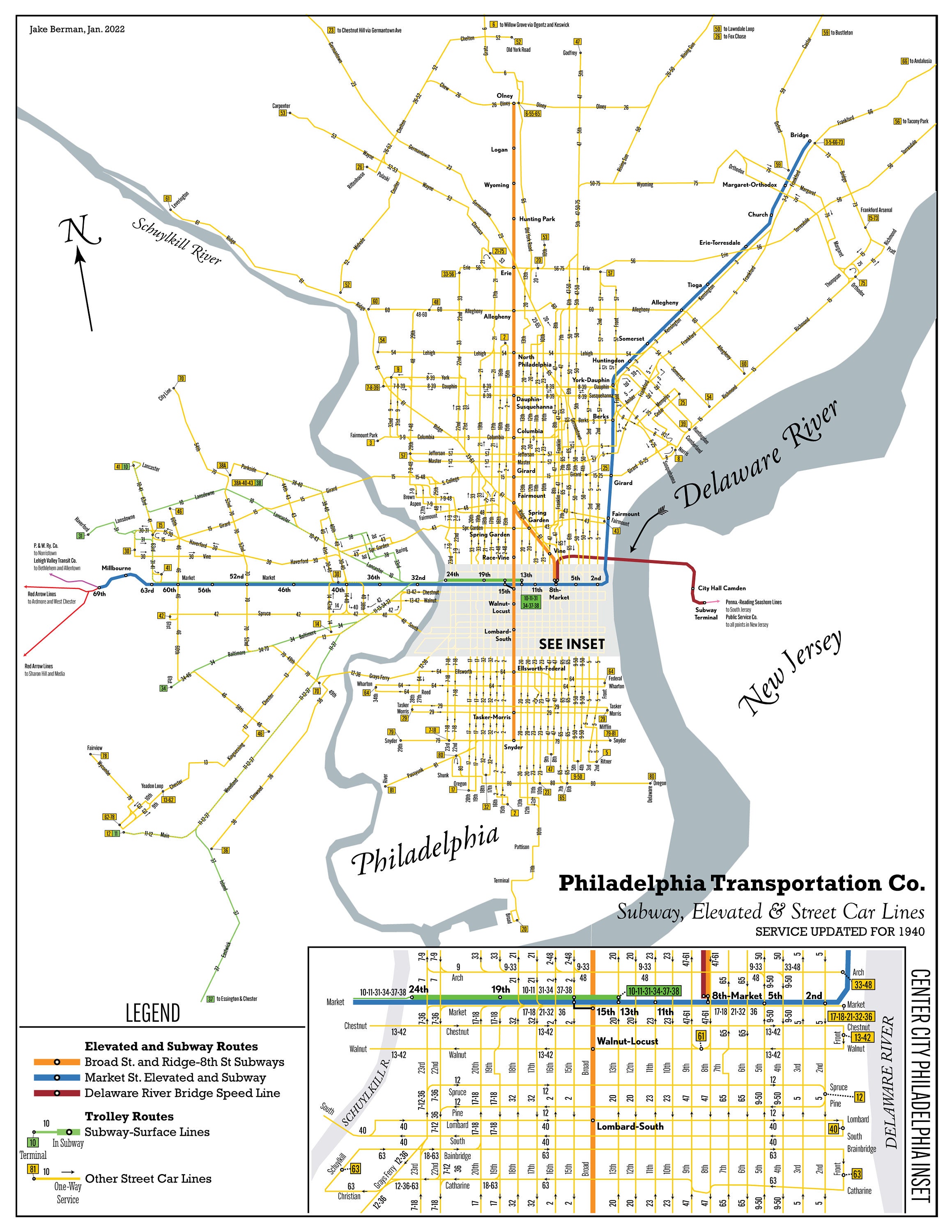 Philadelphia Transportation Co. Trolley, Subway, and Elevated System ...