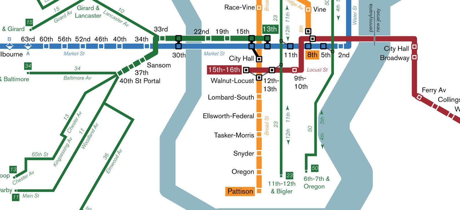 Philadelphia SEPTA Rapid Transit System Map Print 1974 | Etsy
