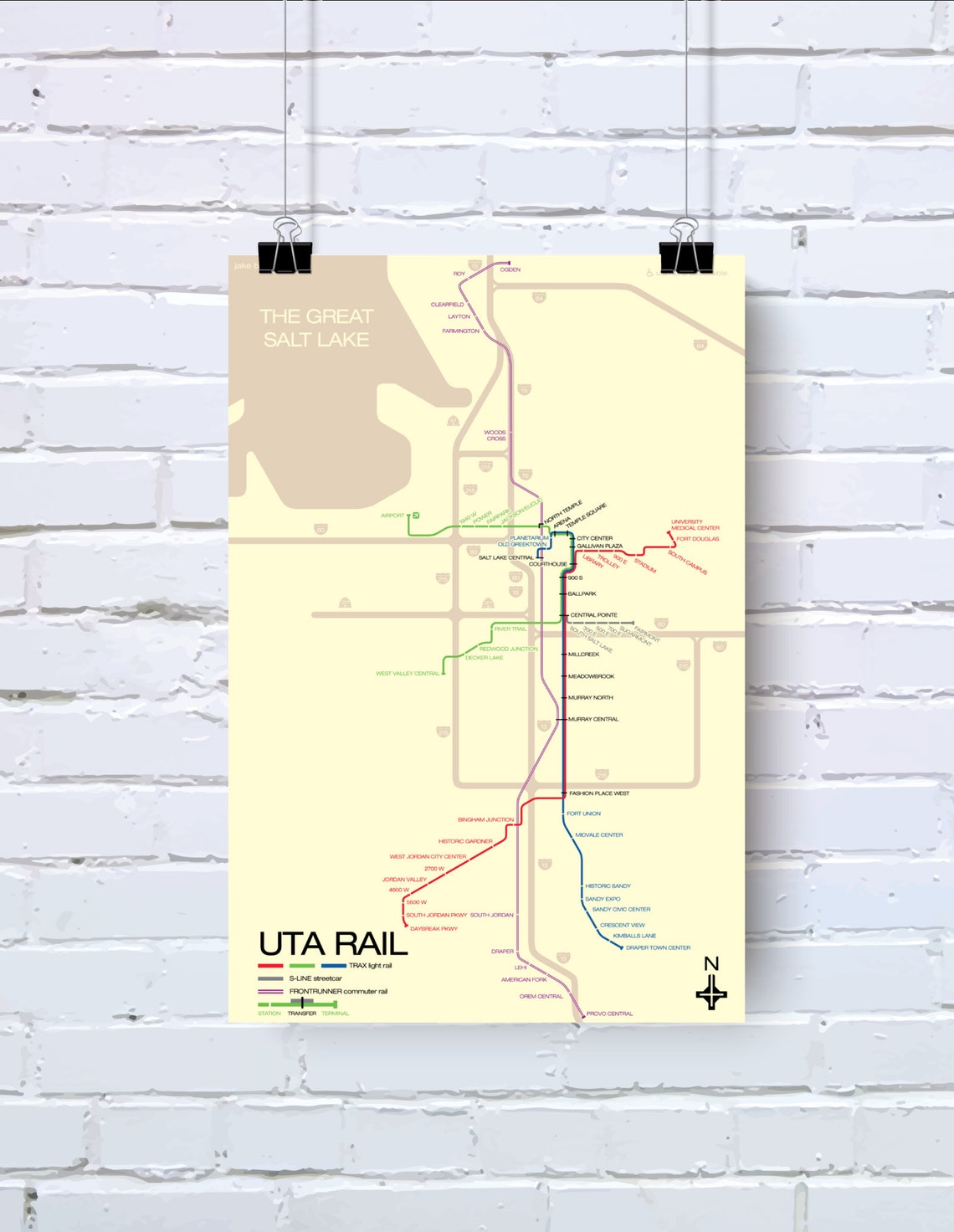 UTA TRAX Salt Lake City Light Rail System Map Original Art Poster - Etsy