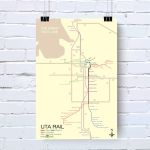 UTA TRAX - Salt Lake City Light Rail System Map - Original Art Poster ...