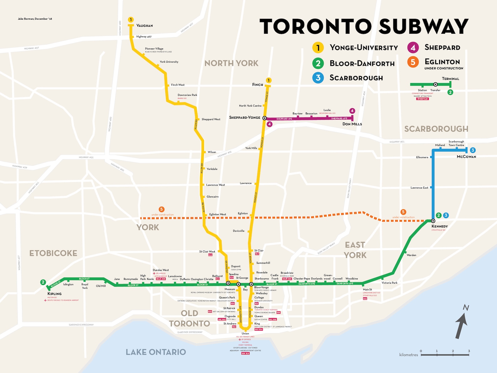 Toronto Subway Map Poster - Original Art Print - Etsy
