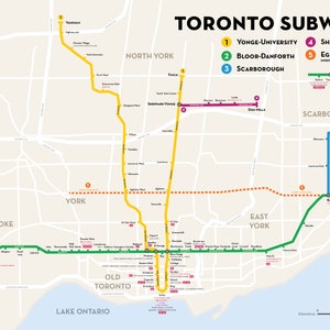 Toronto Subway Map Poster - Original Art Print - Etsy
