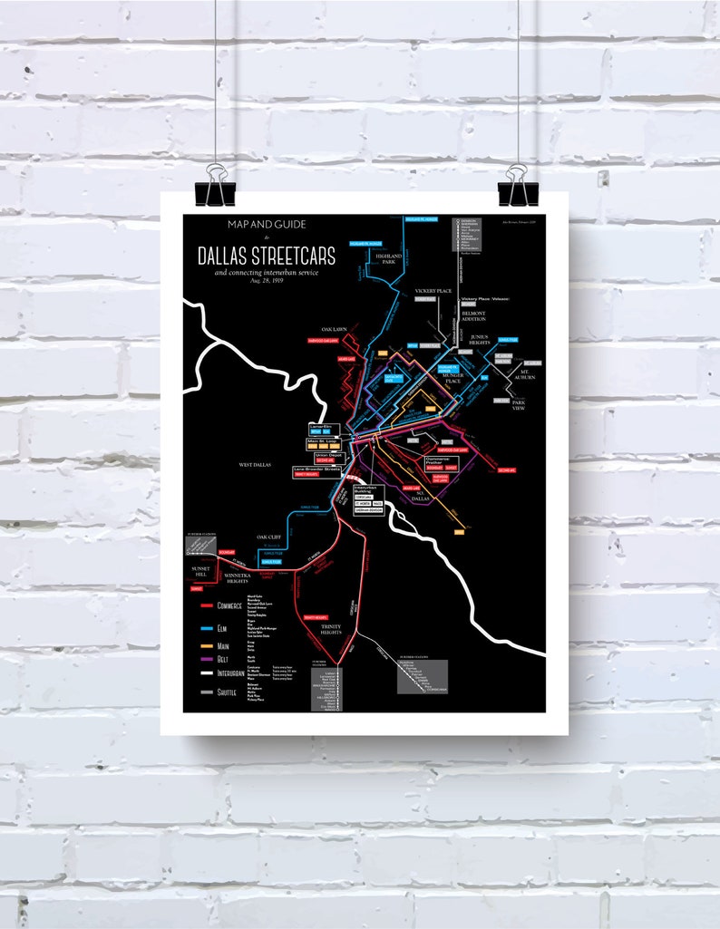 Dallas-fort Worth Texas Light Rail Map Print 1925 Original - Etsy