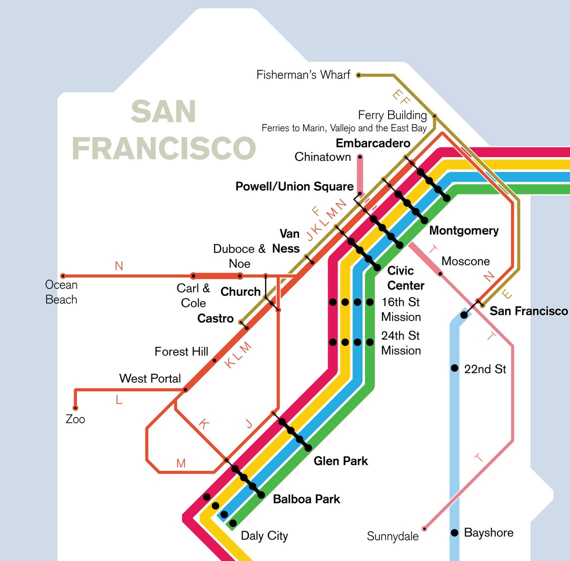 Bay Area Rapid Transit Map Print 2020 - Etsy UK