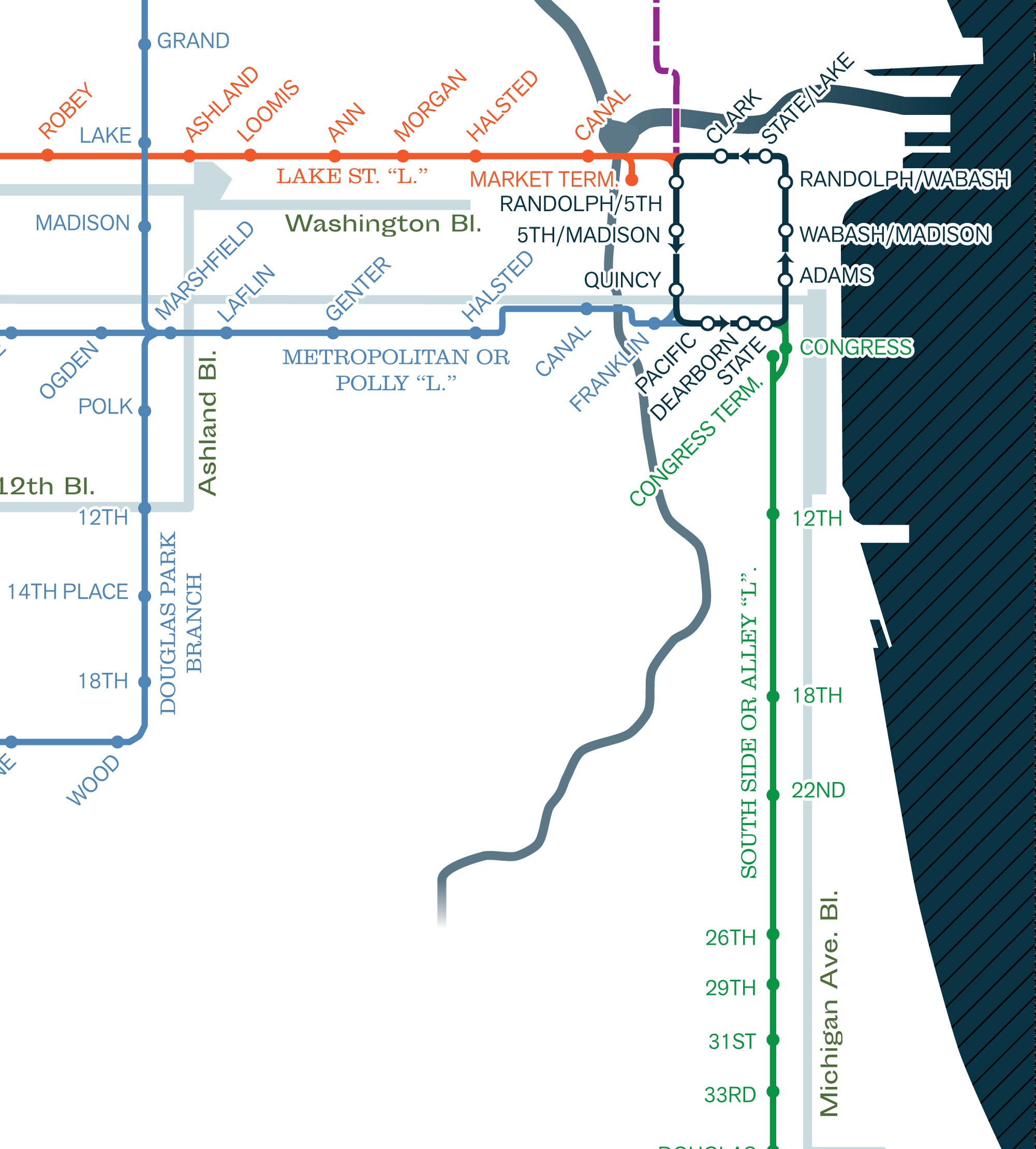 Chicago L Map, 1898, Original Art Poster Print - Etsy