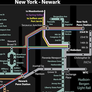 Map of New Jersey Passenger Rail Lines - Etsy